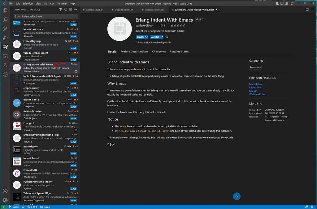 Erlang Indent With Emacs - reformat with Emacs for VSCode - Chat ... Erlang Indent With Emacs - reformat with Emacs for VSCode - Chat ...